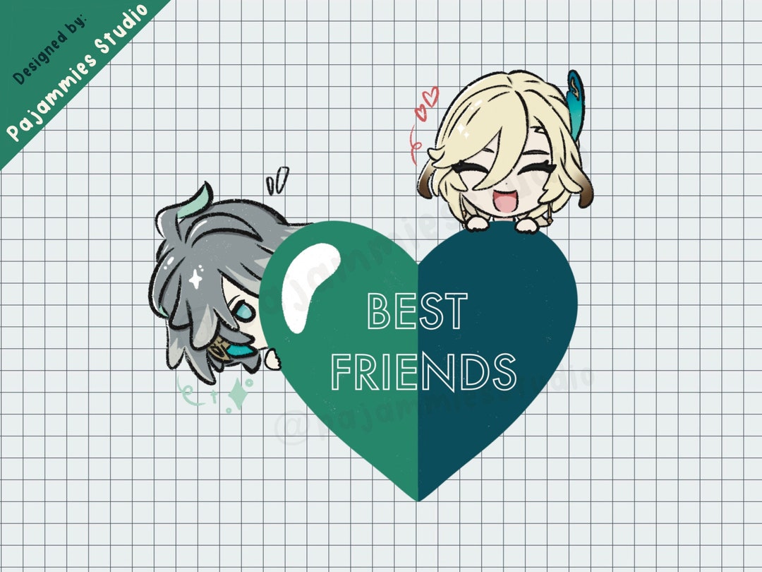 Alhaitham & Kaveh Chibi Best Friends Sticker Genshin Impact Stickers ...