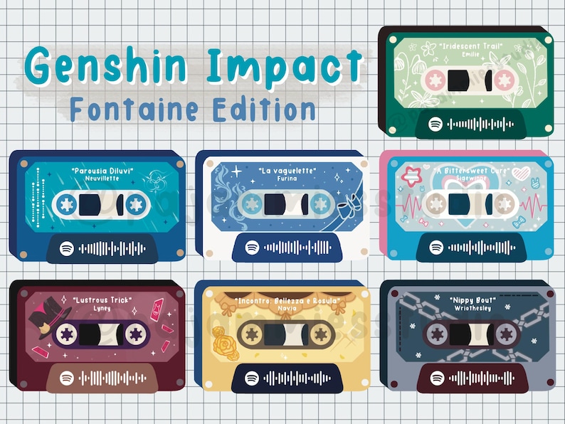 Genshin Impact Music Cassette Sticker | Fontaine Neuvillette Furina ...