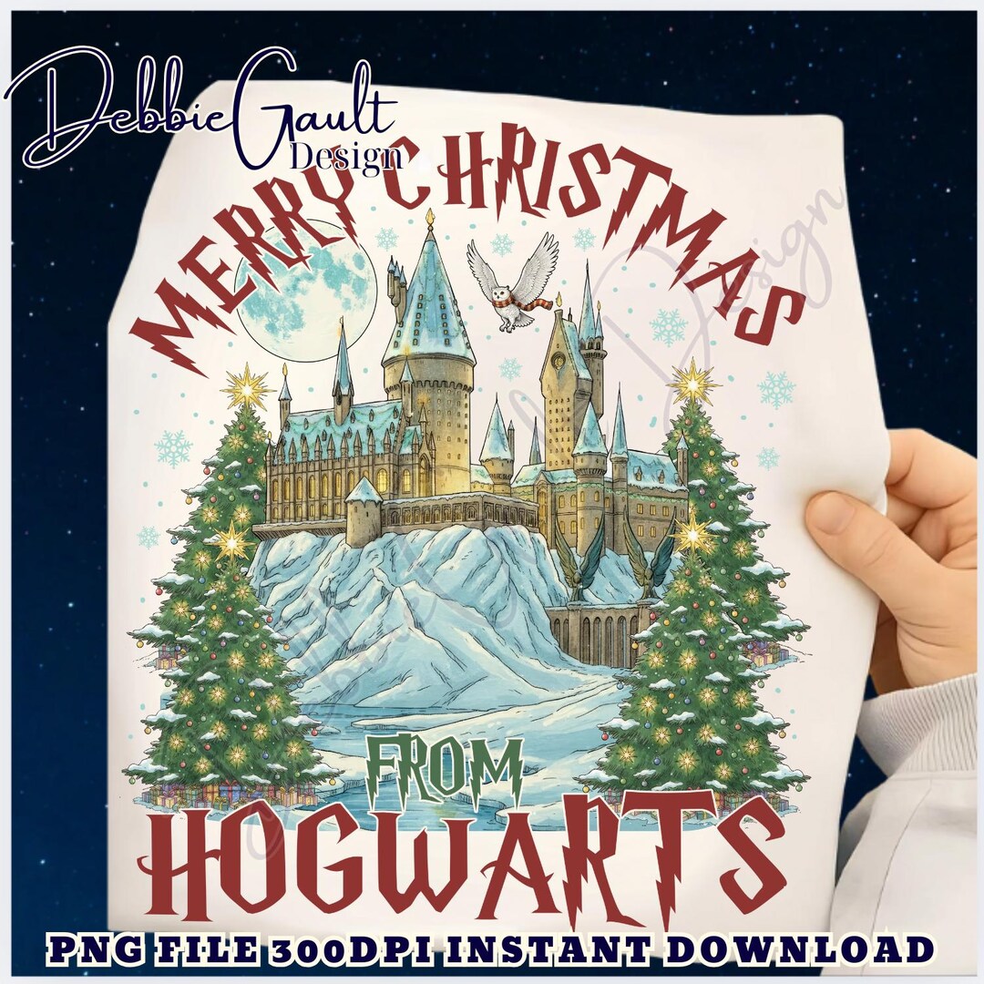 Merry Christmas From Hogwarts PNG, Vintage Wizard School Holiday Design ...
