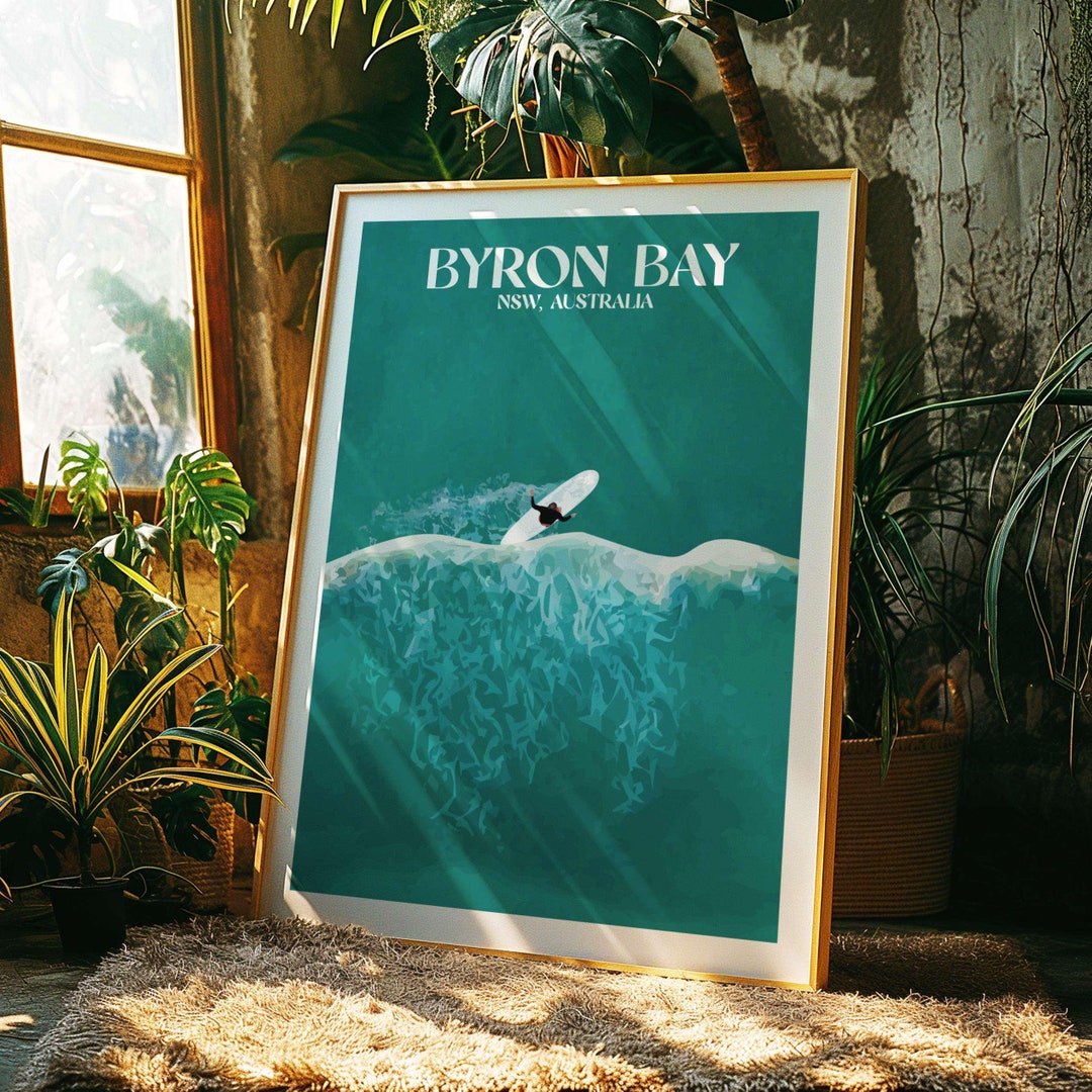 Byron Bay Poster - Beach Poster - Australian Minimalist Beach Poster - Etsy