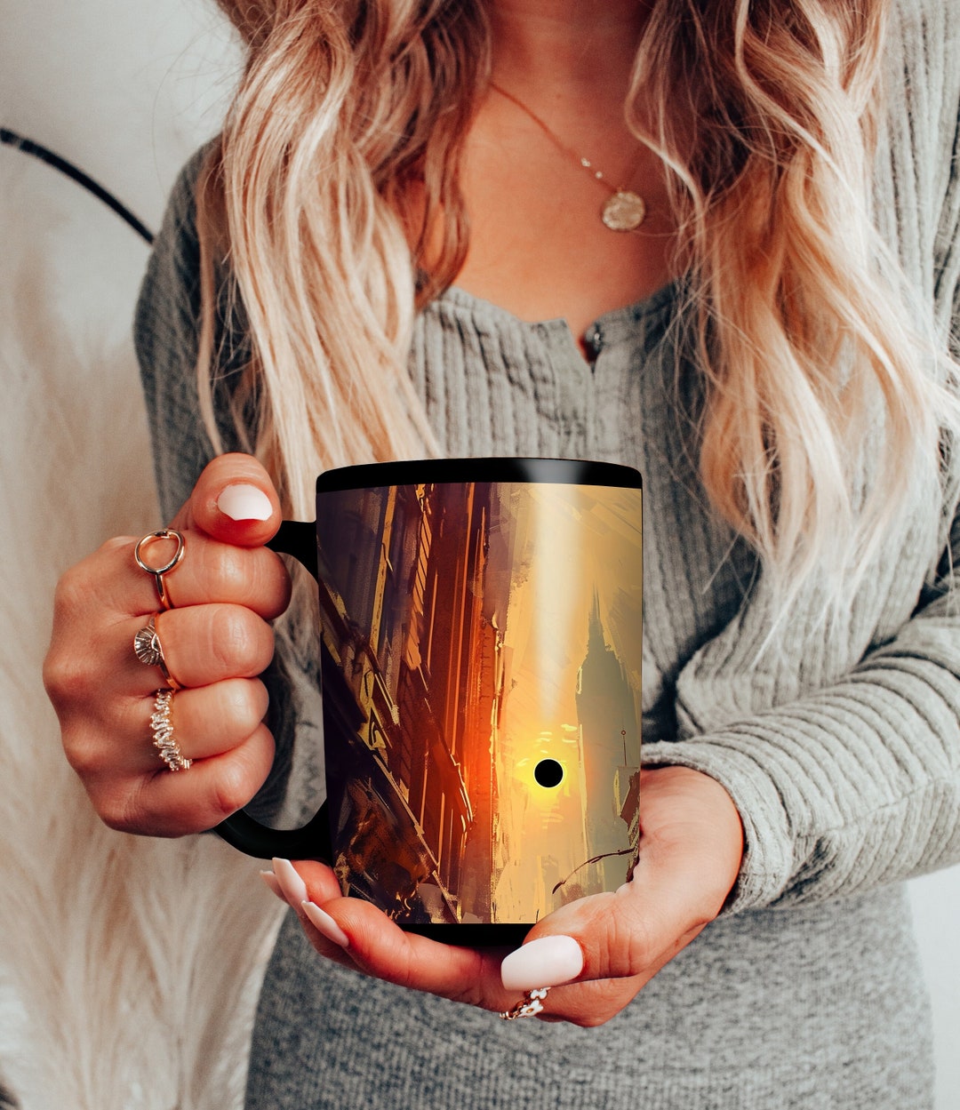 Vintage Style 2024 Solar Eclipse Black Mug, 15oz Big Mug, Family ...