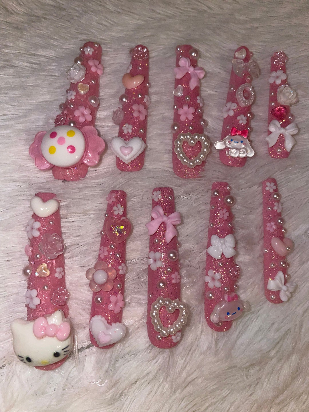 Pink Princess Press on Nails - Etsy