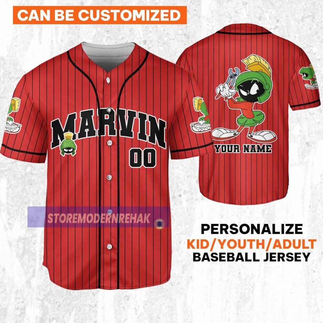 Personalize Looney Tunes Marvin Martian, Baseball Team Outfit, Gift for ...