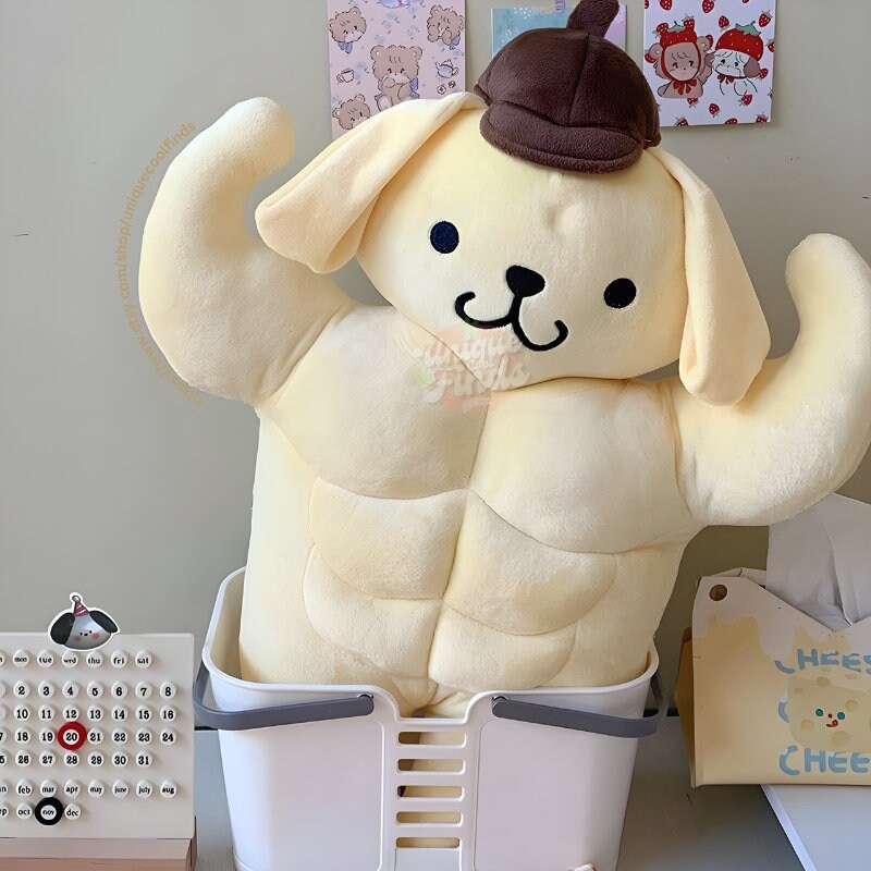 Buff Sanrio Pompompurin Plushie Funny Muscle Stuffed Plush - Etsy Australia