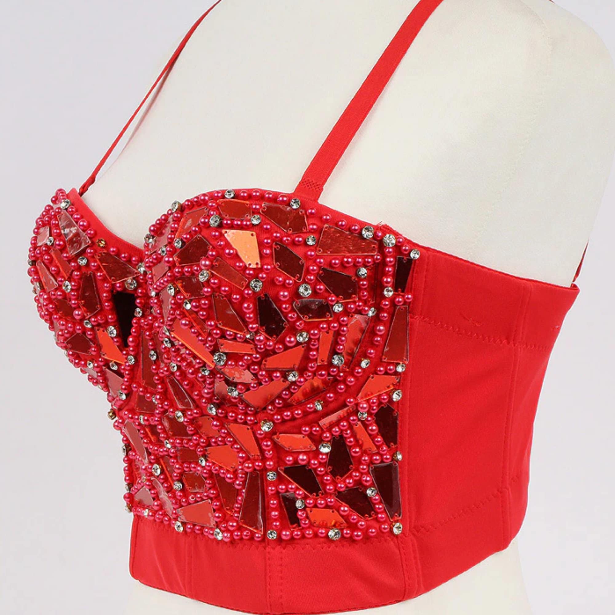 Concert Outfit Gold Bustier Top Diamond Sequins and Beads Embellishment ...