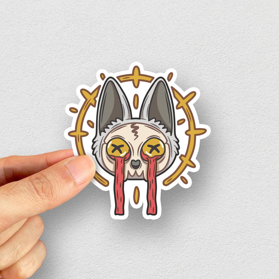 Crying Cat Skull Sticker: Funny Laptop & Water Bottle Decal - Etsy