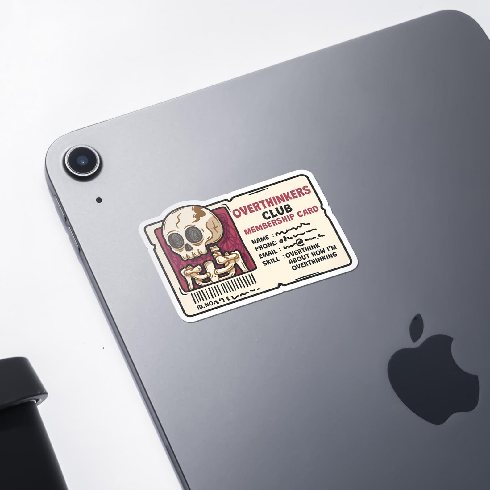 Overthinkers Club Member. Funny Skull Stickers for Laptops & Water ...