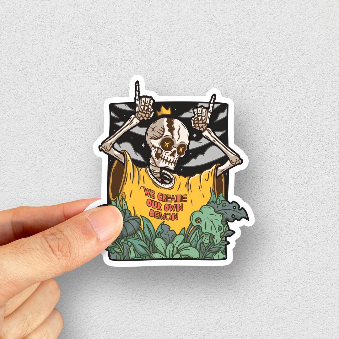 We Create Our Own Demon. Funny Skull Stickers for Laptops & Water ...