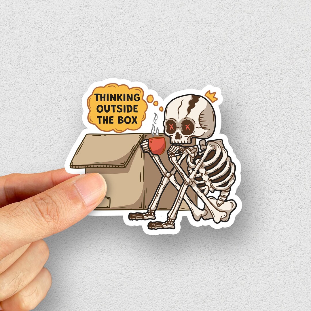 Thinking Outside the Box. Funny Skull Stickers for Laptops & Water ...