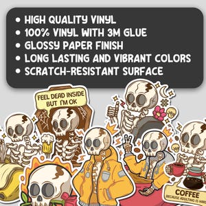 Clinically Alive but Dead Inside. Skull Sticker: Funny Laptop Decal ...