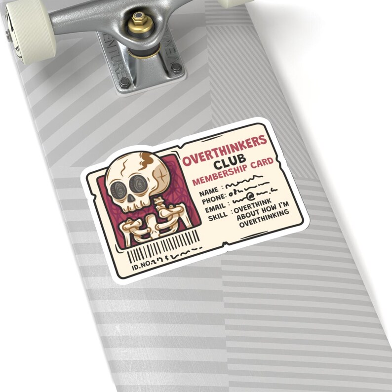 Overthinkers Club Member. Funny Skull Stickers for Laptops & Water ...
