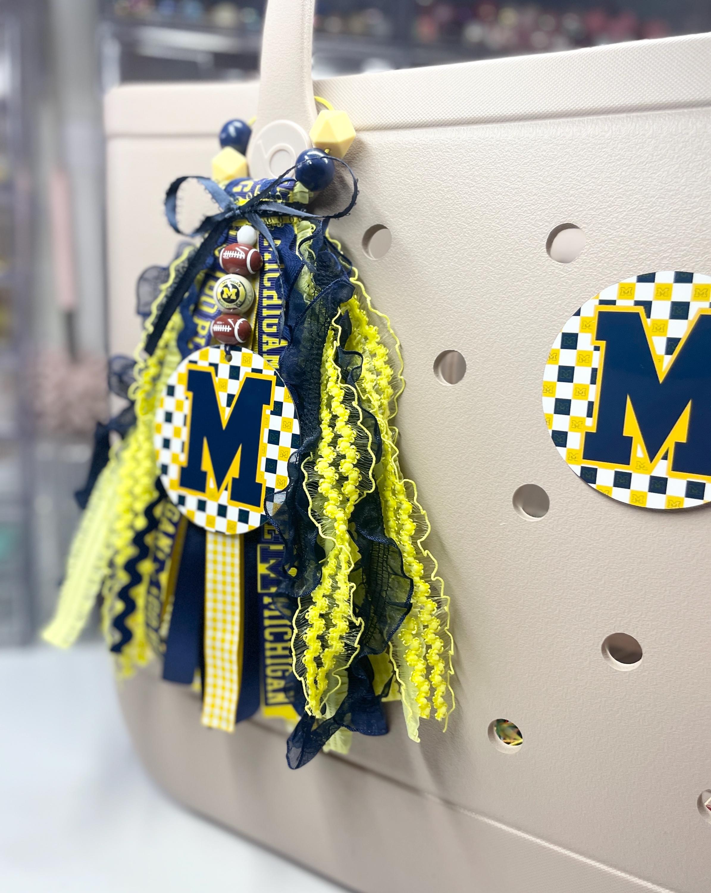 Michigan Ribbon Bogg Bag Tassel: Football Bag Charm, Go Blue ...