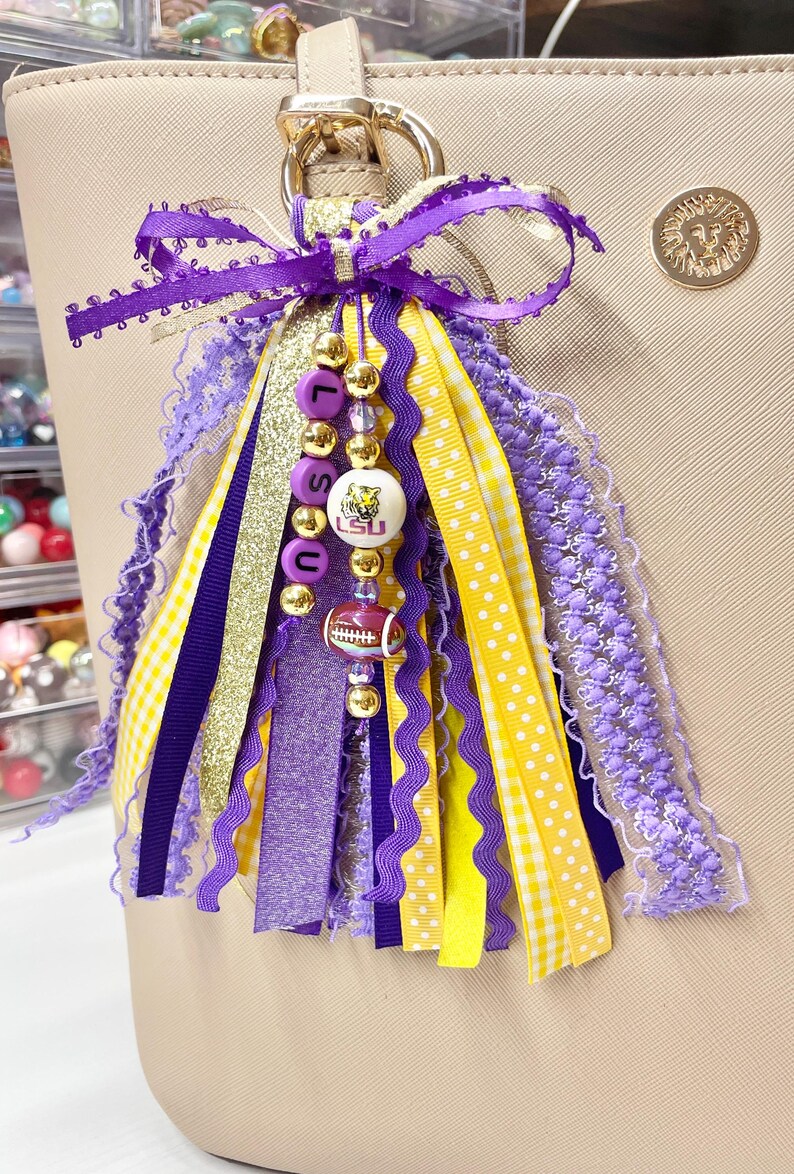 LSU Tigers Ribbon Tassel Charm: Game Day Bogg Bag Accessory - Etsy