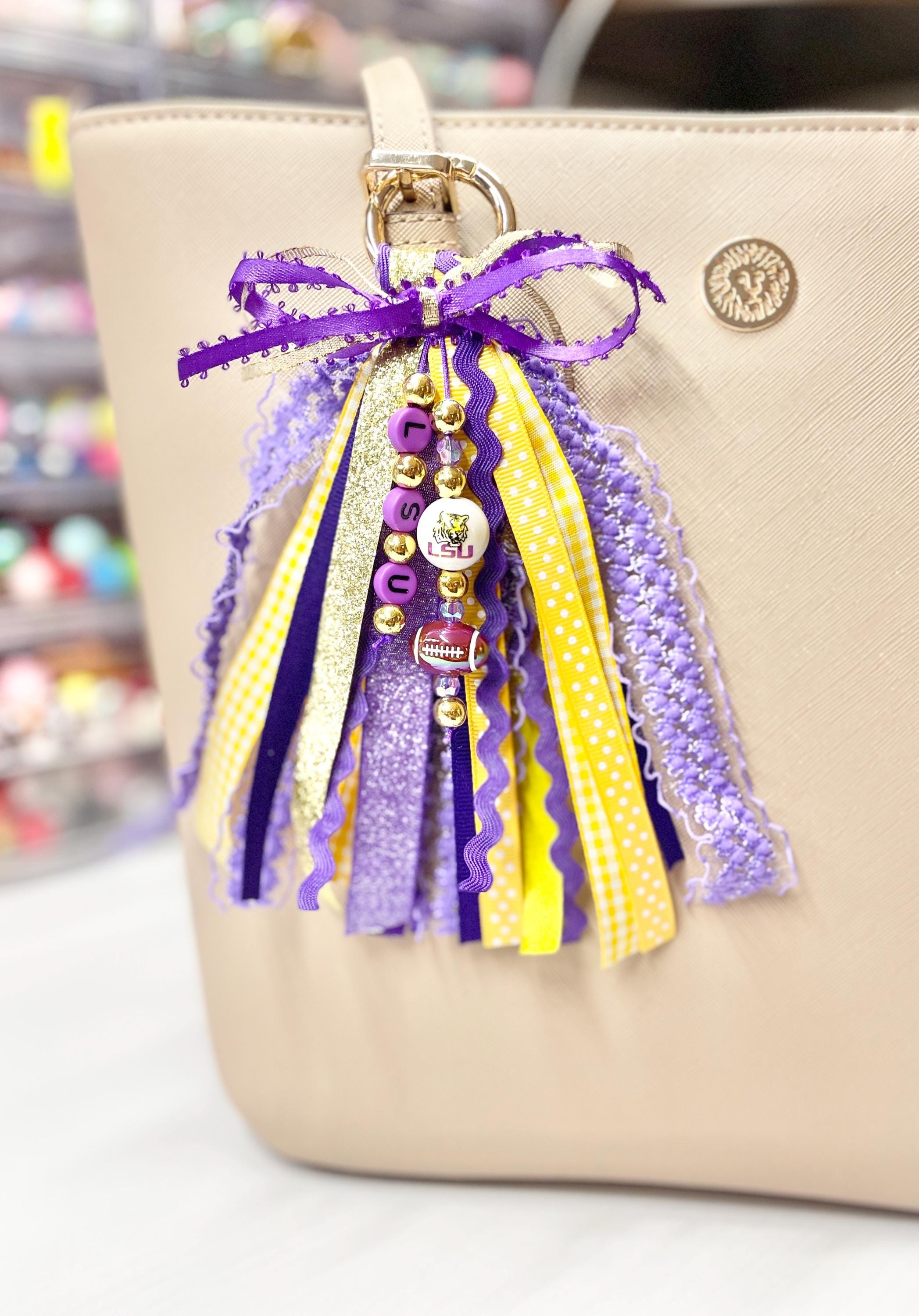 LSU Tigers Ribbon Tassel Charm: Game Day Bogg Bag Accessory - Etsy