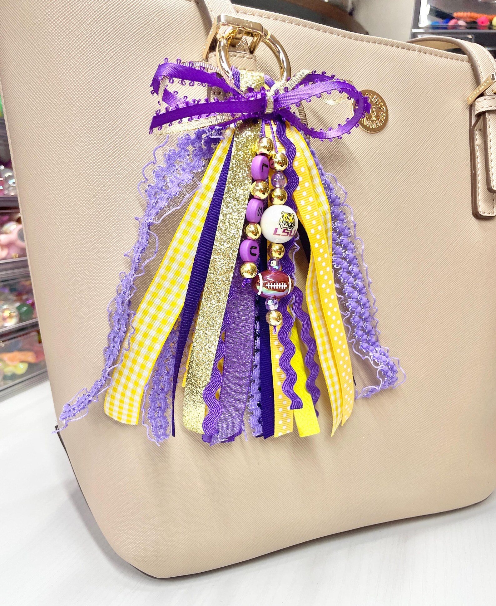 LSU Tigers Ribbon Tassel Charm: Game Day Bogg Bag Accessory - Etsy