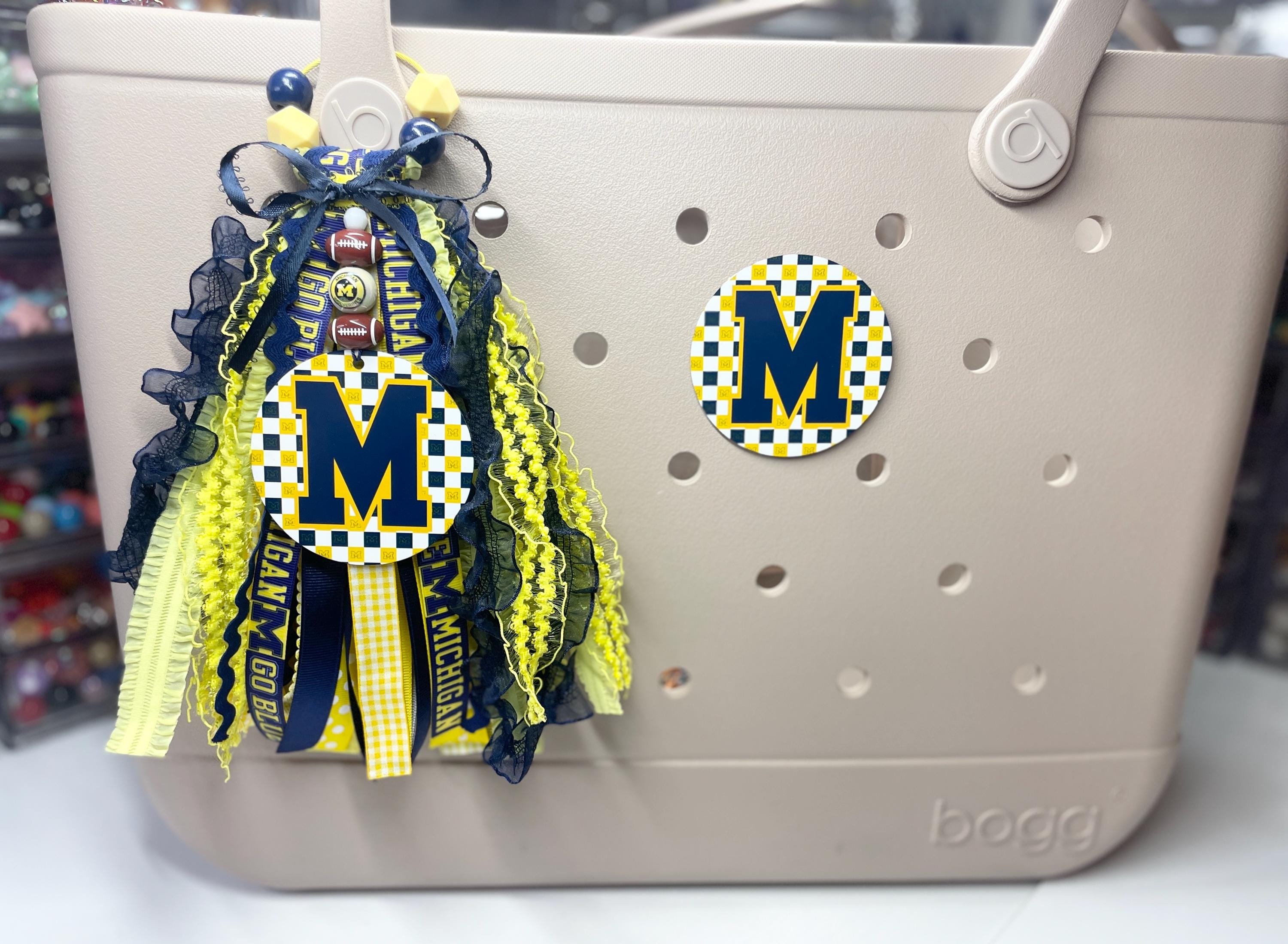 Michigan Ribbon Bogg Bag Tassel: Football Bag Charm, Go Blue ...