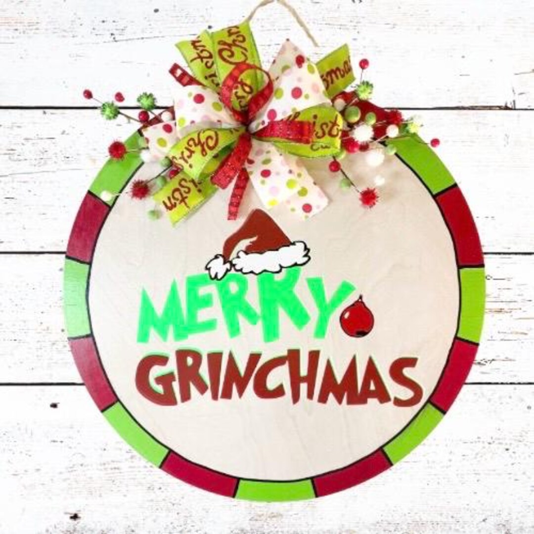 Grinch Christmas Front Door Decor Grinch Door Sign Grinch Door Wreath ...