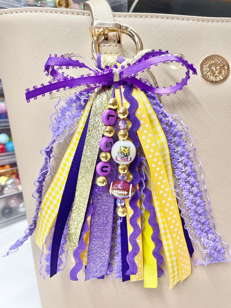 LSU Tigers Ribbon Tassel Charm: Game Day Bogg Bag Accessory - Etsy