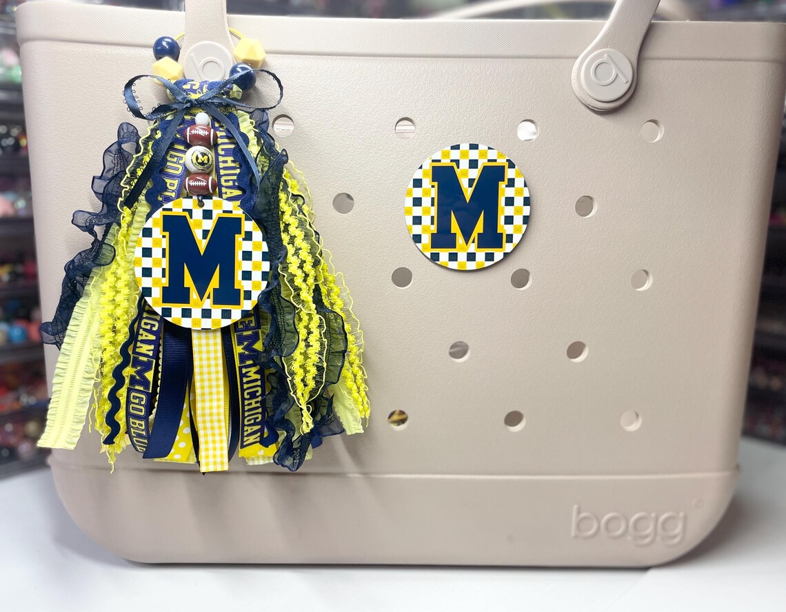 Michigan Ribbon Bogg Bag Tassel: Football Bag Charm, Go Blue ...