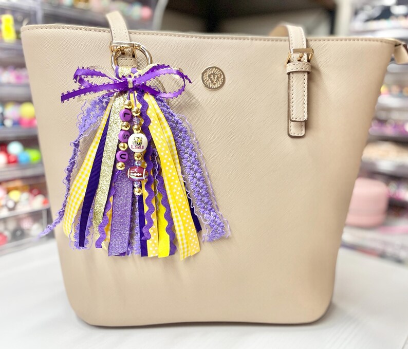 LSU Tigers Ribbon Tassel Charm: Game Day Bogg Bag Accessory - Etsy
