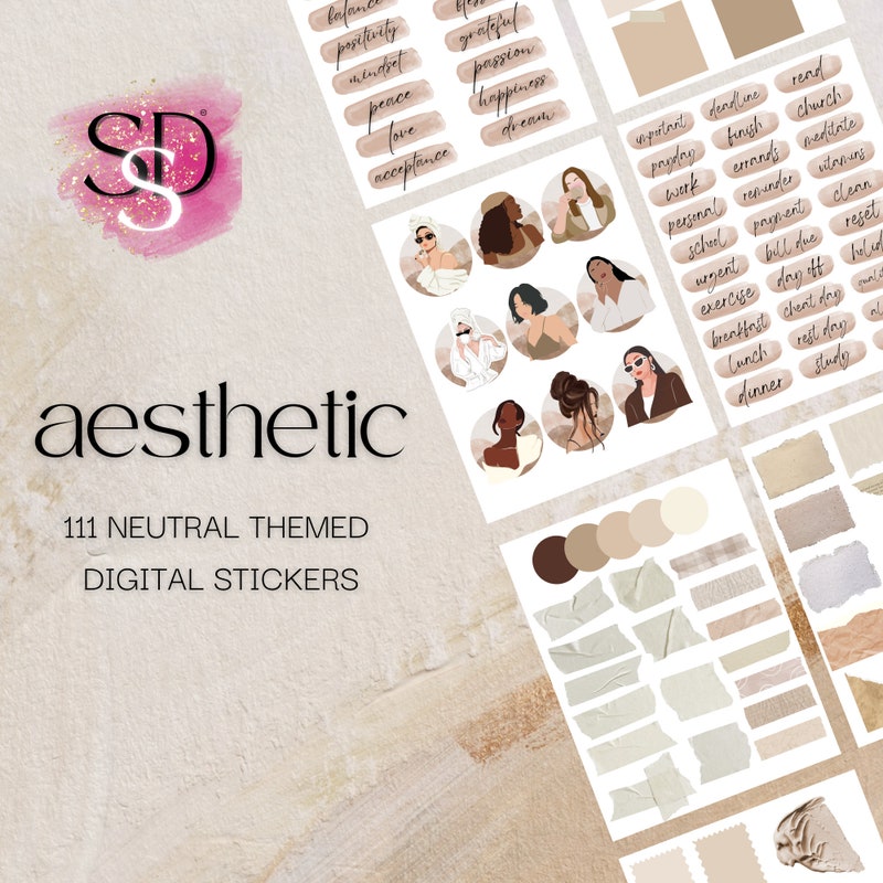 Neutral Stickers - Etsy