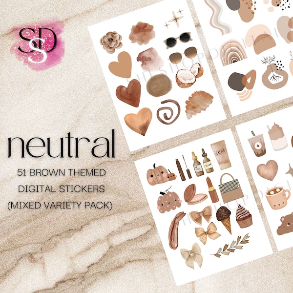 Brown Aesthetic Digital Stickers - Etsy