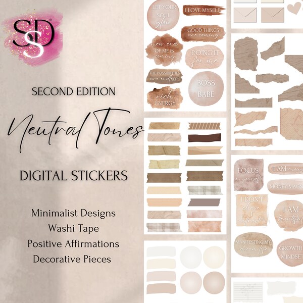 Neutral Stickers - Etsy