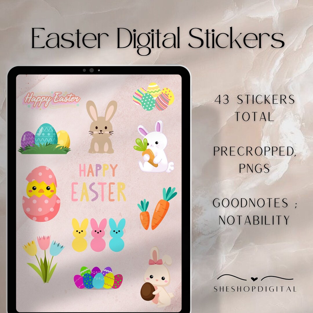 Easter Digital Stickers Cute Aesthetic for Digital Planner and Digital ...