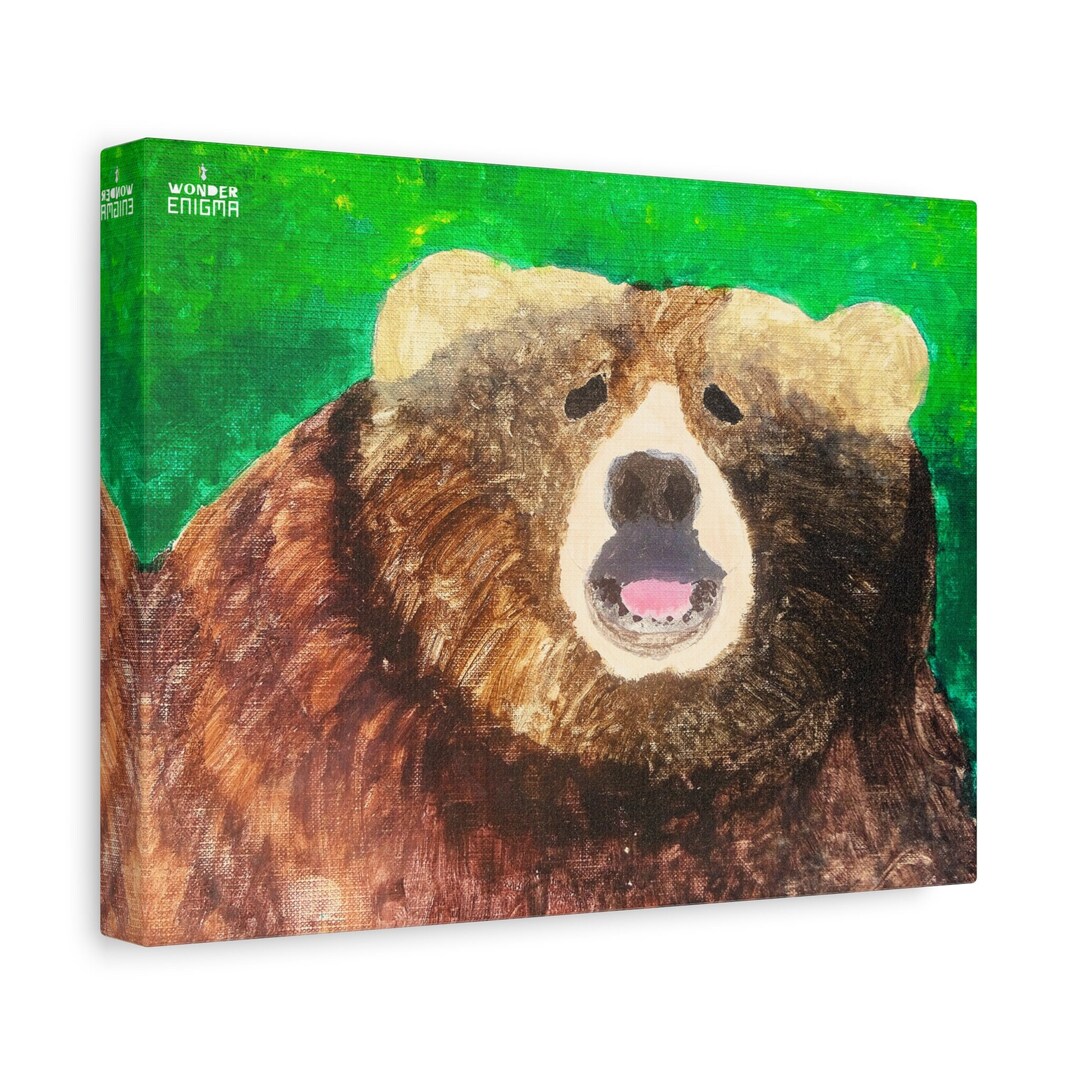 Whimsical Bear Painting for Kids Room Rustic Log Cabin or - Etsy