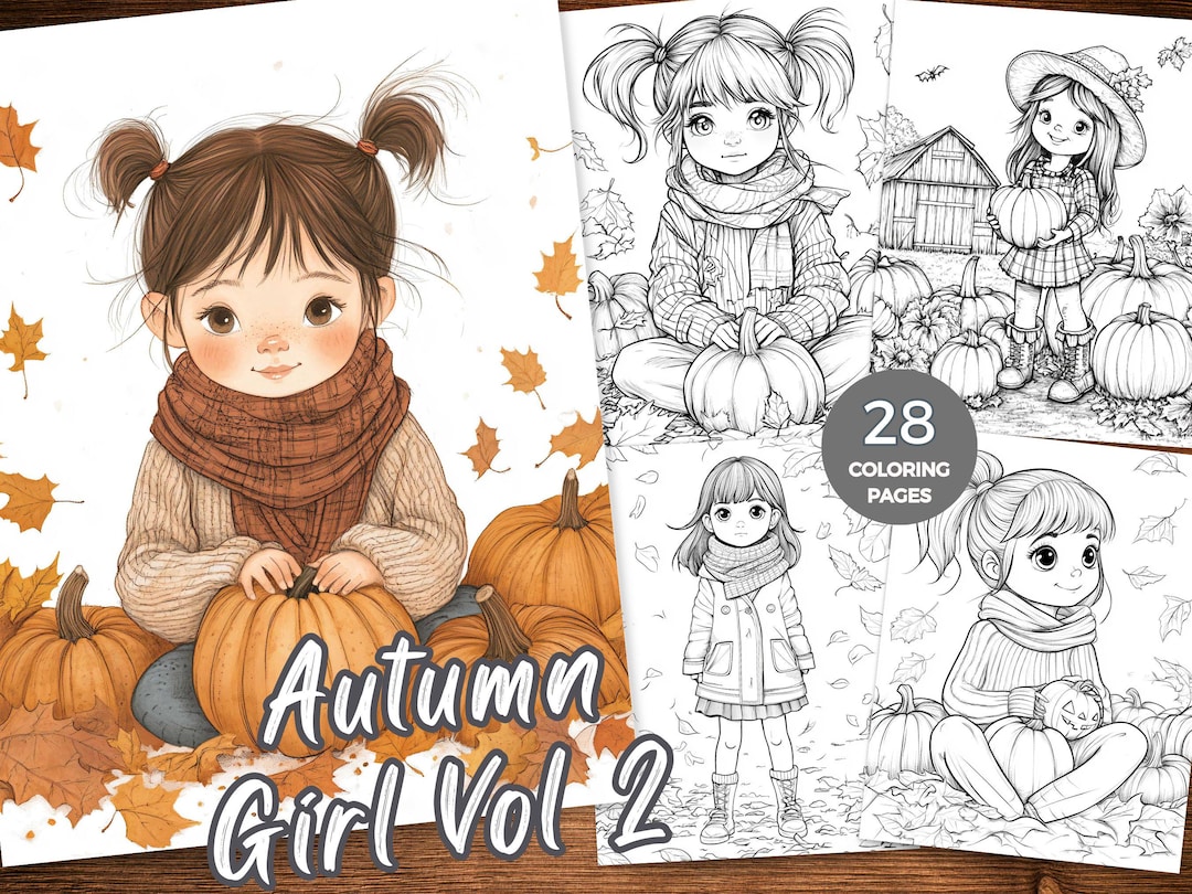 Fall Cuties Coloring Pages Autumn Girl Coloring Sheet Autumn Coloring ...