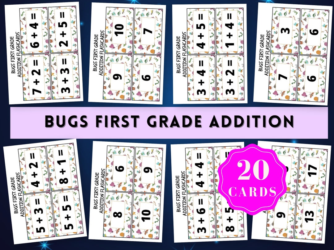 Addition Flashcards Printable Bugs First Grade Math Worksheets for Kids ...