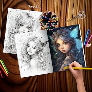 Starlight Fairy Coloring Pages for Adults Night Sky Fairy Coloring Book ...