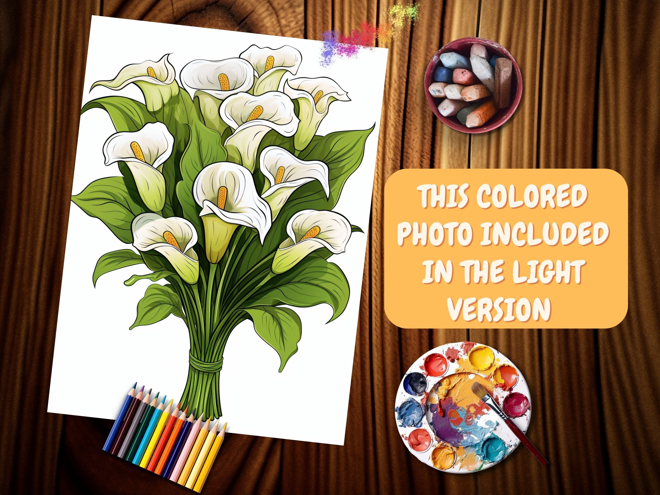 Calla Lily Coloring Pages for Adults Instant Download Coloring Sheets ...