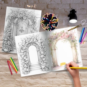 Floral Wedding Arch Coloring Page Floral Arch Coloring Book Flowers ...