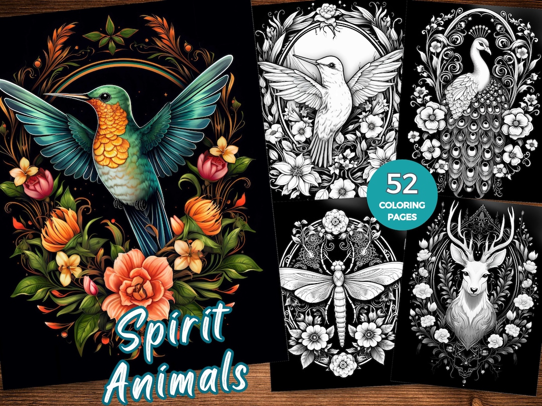 Spirit Animal Coloring Pages Spirit Animal Black Background Coloring ...
