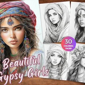 Beautiful Gypsy Girls Coloring Pages for Adults Instant Download Gypsy ...