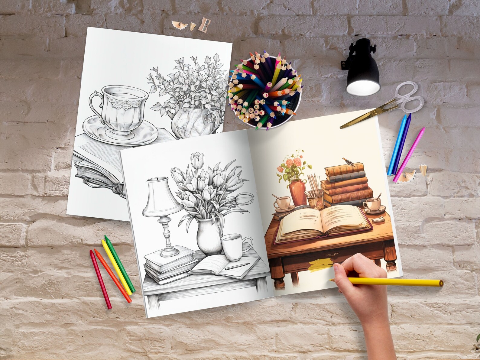 Cozy Reading Nook Coloring Pages Book Lovers Coloring Sheets Book Nook ...