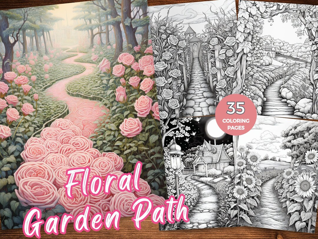 Floral Garden Path Coloring Pages Enchanted Gardens Coloring Book ...