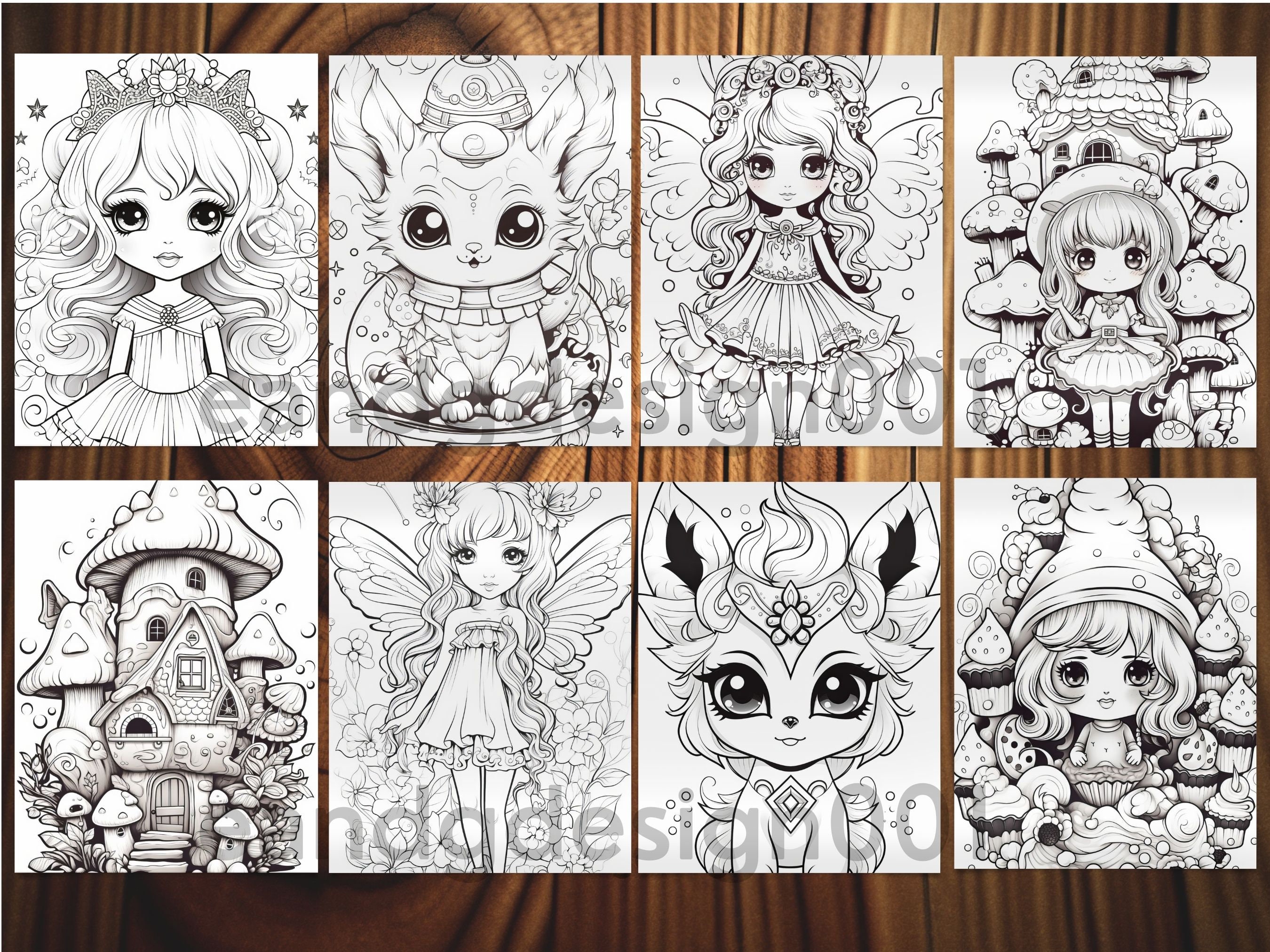 Kawaii Fantasy Coloring Pages for Adults Kawaii Cat Coloring - Etsy