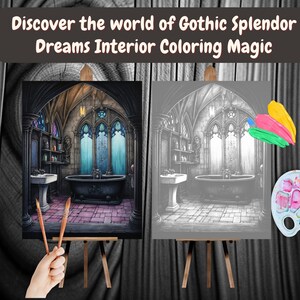 Gothic Interior Coloring Book Instant Download Gothic Architecture ...