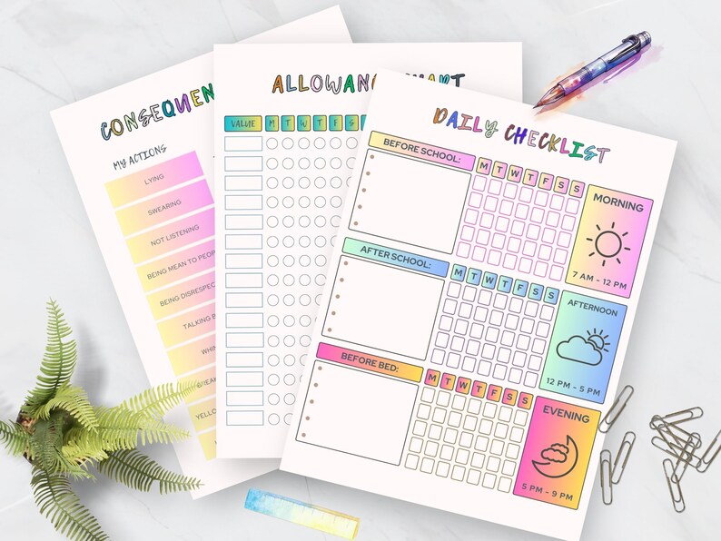 Editable Reward Chart Bundle for Kids Fun Chore Chart Designs Daily ...