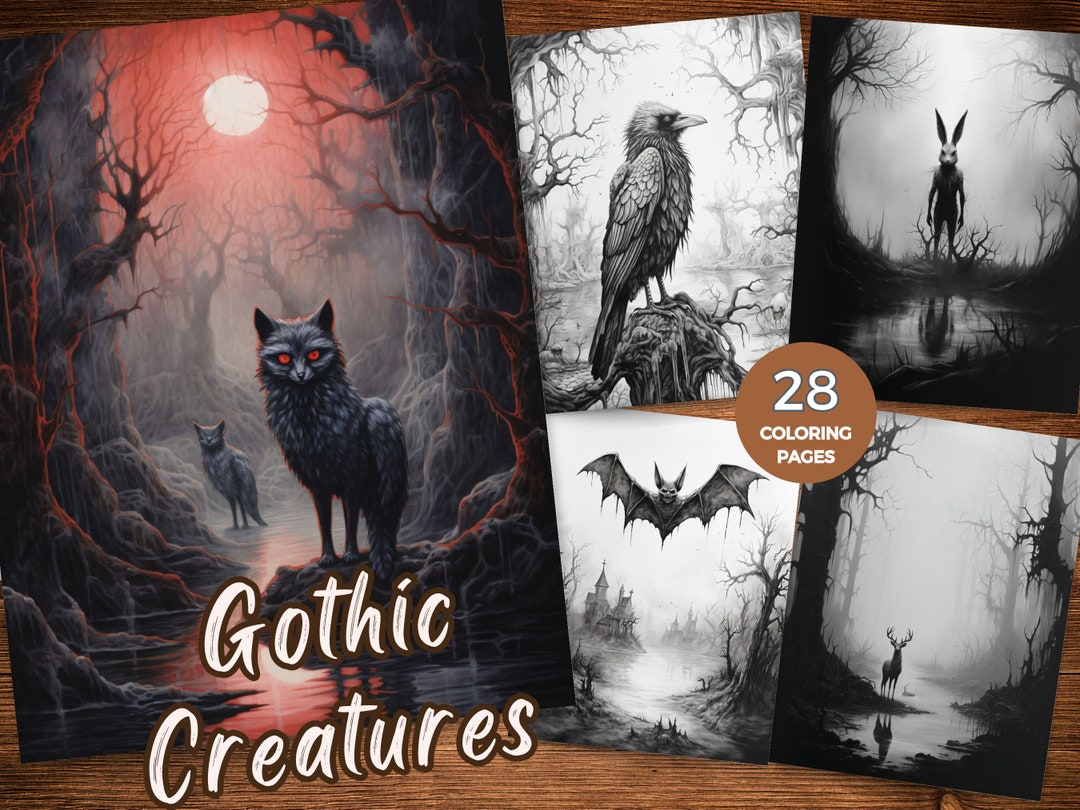 Gothic Creatures Coloring Book for Adults Dark Gothic Coloring Book ...