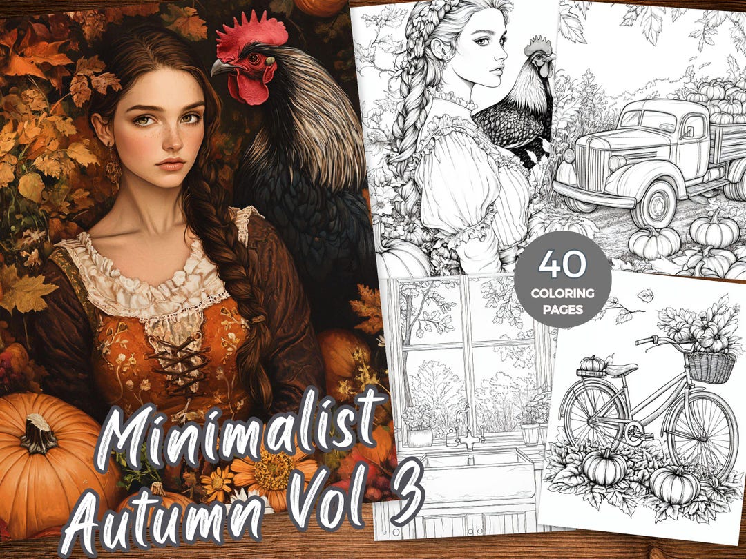 Minimalist Autumn Coloring Book Fall Coloring Pages for Adults Autumn ...
