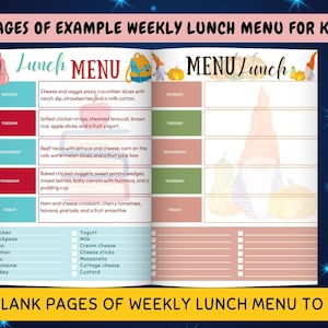 Editable Lunch Menu for Kids, INSTANT DOWNLOAD, Editable PDF Kids Lunch ...