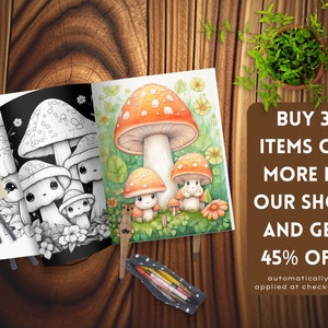 Kawaii Mushroom Coloring Pages Cute Mushroom Coloring Book Charming ...