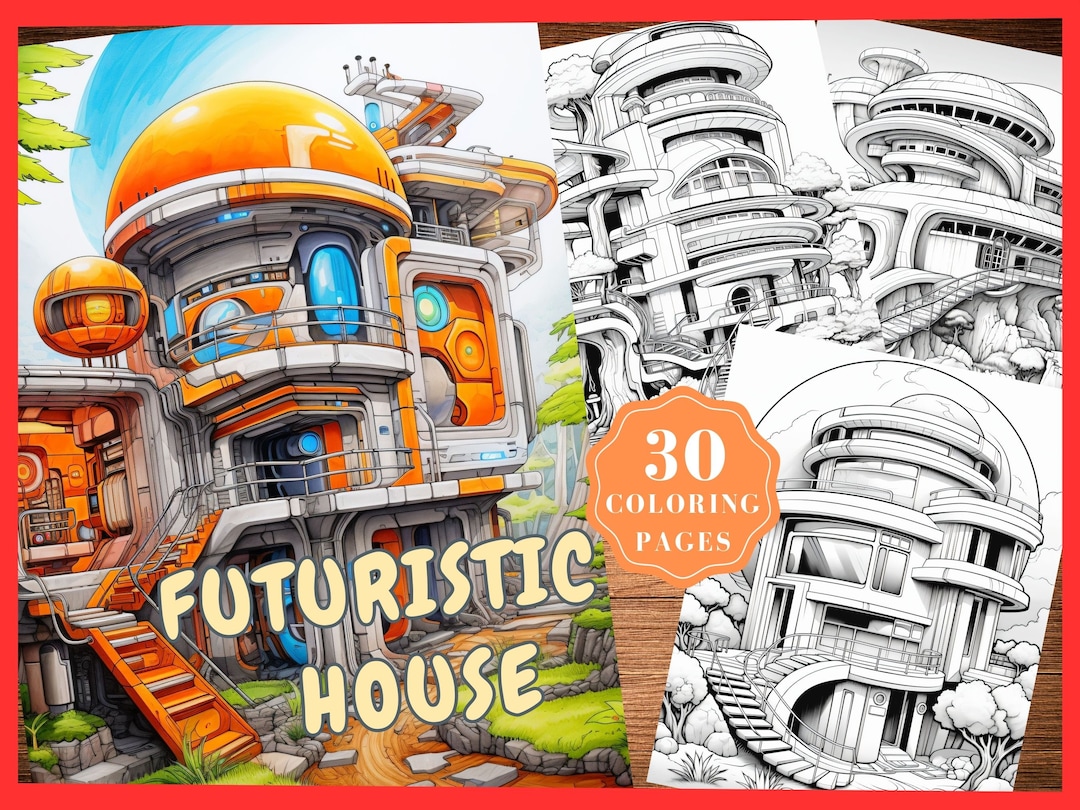 Futuristic Coloring Pages Futuristic House Coloring Book for Adults ...