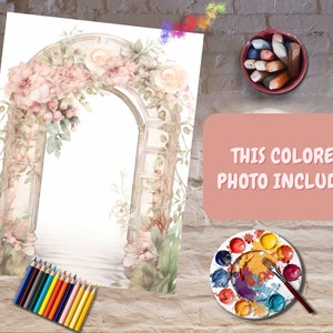 Floral Wedding Arch Coloring Page Floral Arch Coloring Book Flowers ...