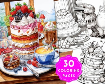 Desserts Coloring Book, Printable Coloring Book, Canva, PDF Download ...