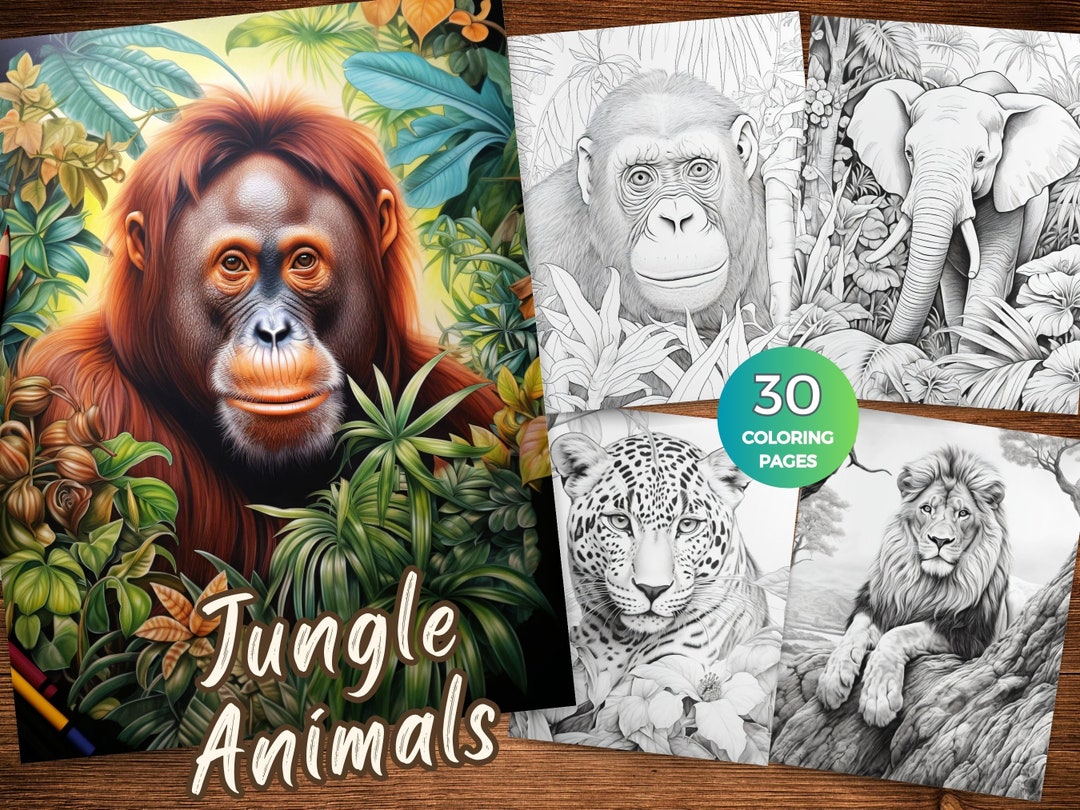 Jungle Animal Coloring Pages Pdf Printable Safari Animals Coloring ...