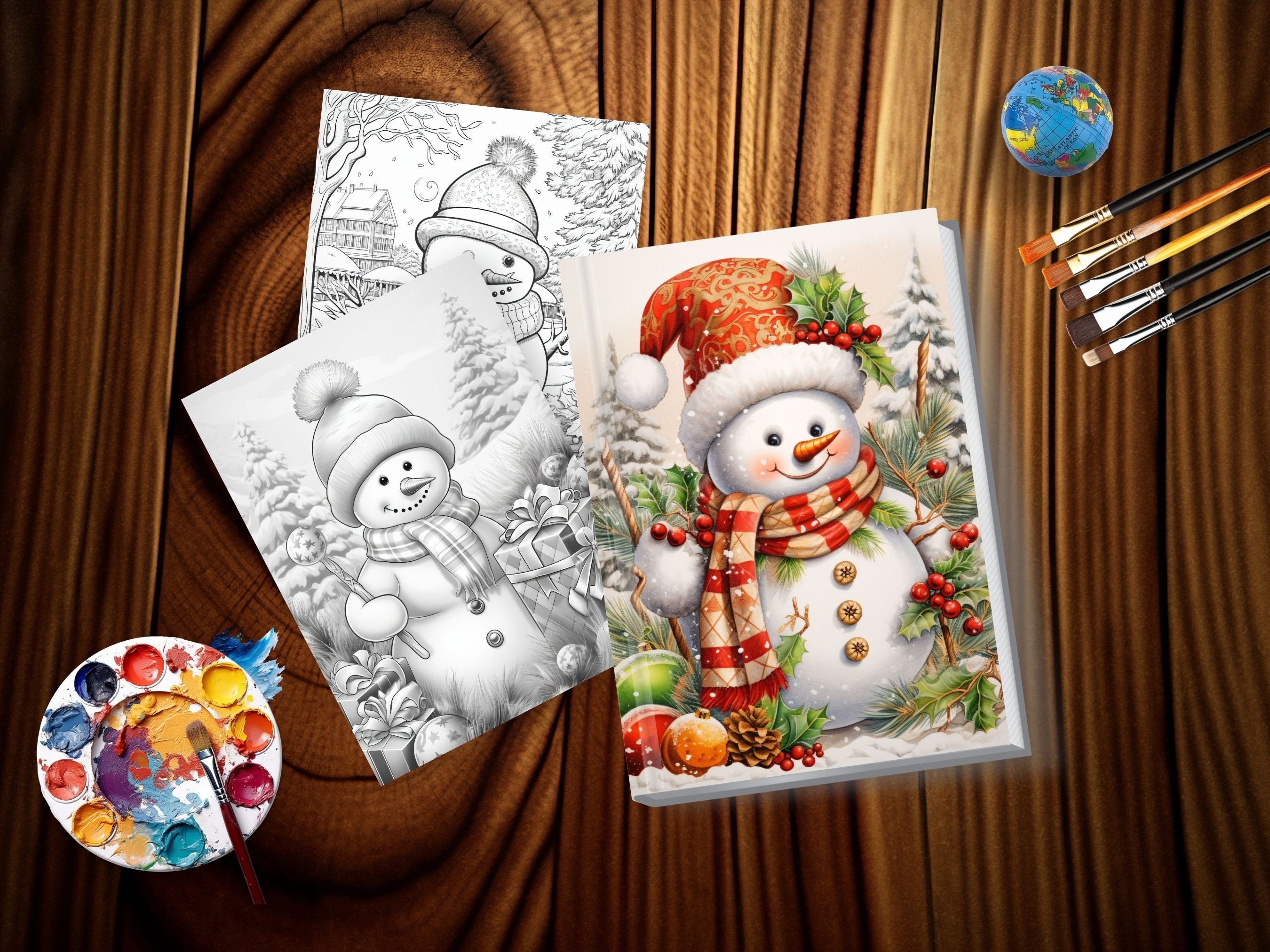 Coloring Winter Scene Coloring Pages Printable Winter Christmas Scene ...